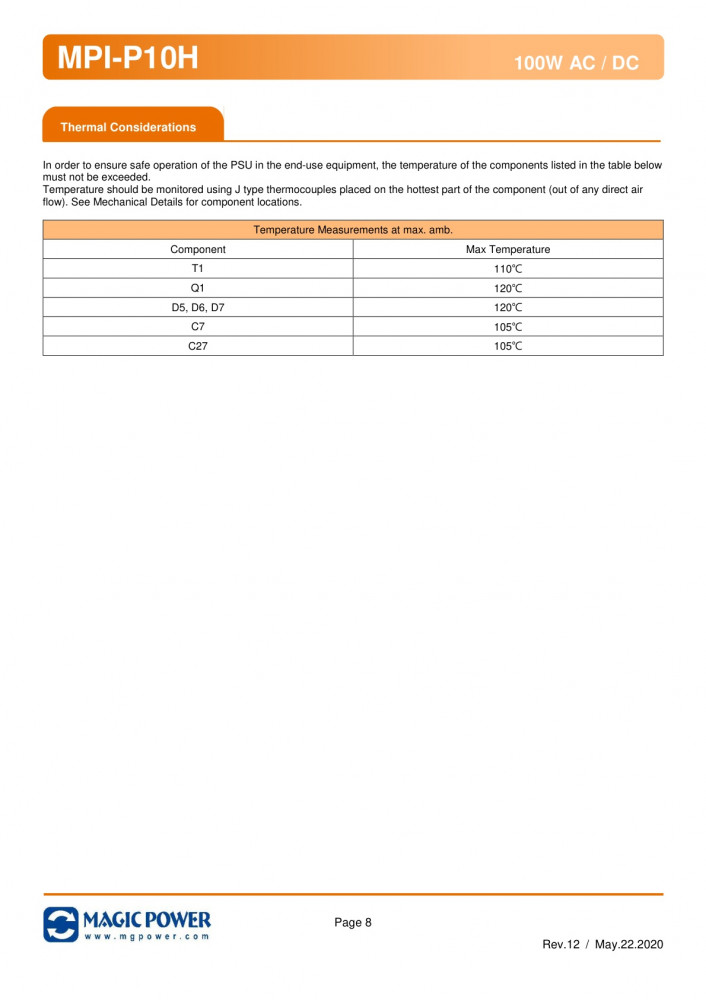 MPI-P10H specification, page 8