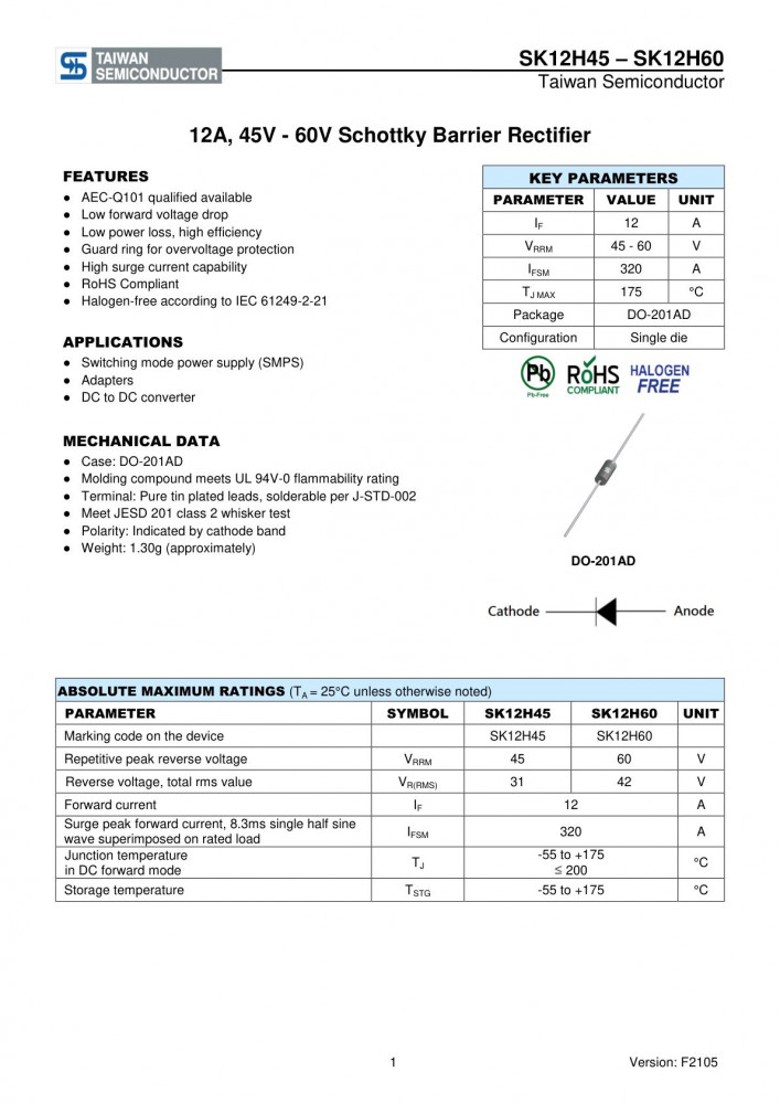 SK12H45 datasheet page 1