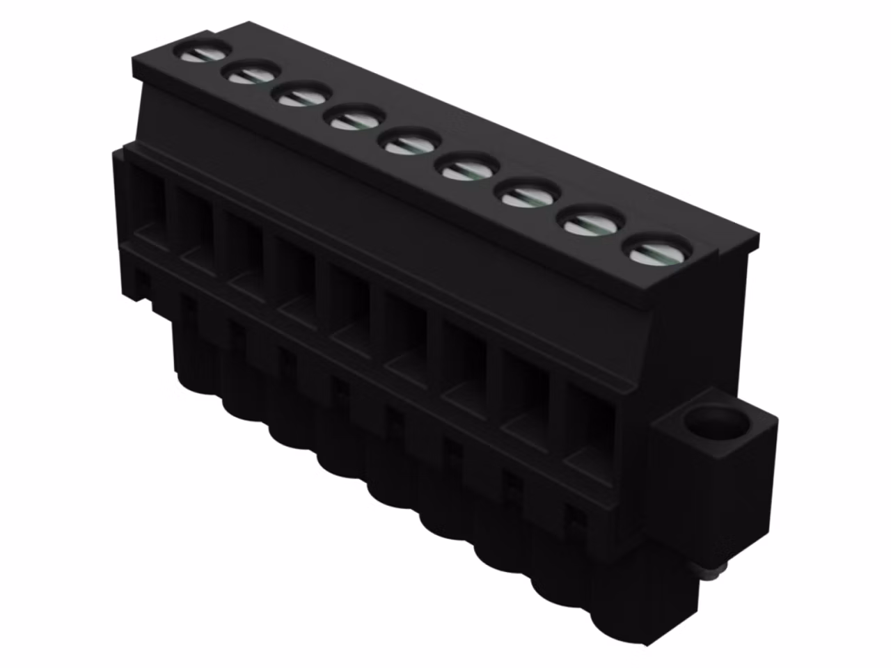 5.00mm Pitch Eurostyle Vertical Plug, with Retention Screws and Standard Imprinting, Rear Wire Entry, Gold (Au) Plated, Black, 9 Circuits for sale