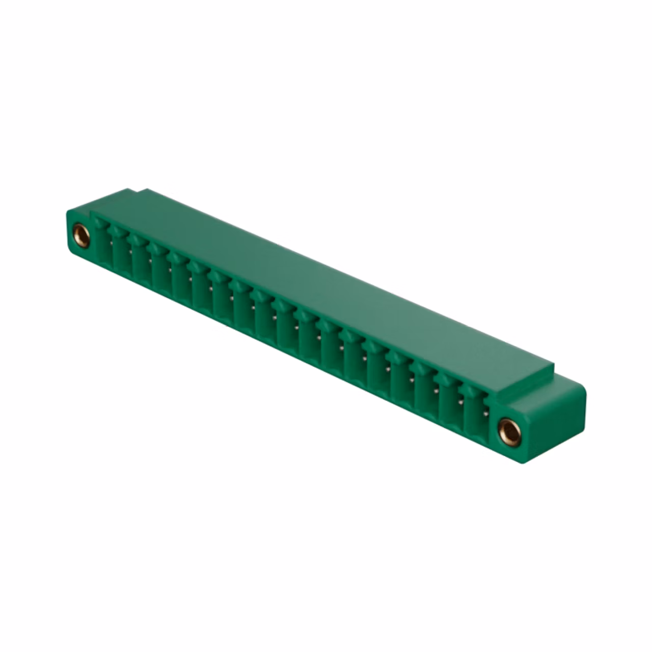 3.50mm Pitch Eurostyle Right-Angle PCB Header, with Threaded Retention Inserts, Green Housing, 18 Circuits for sale
