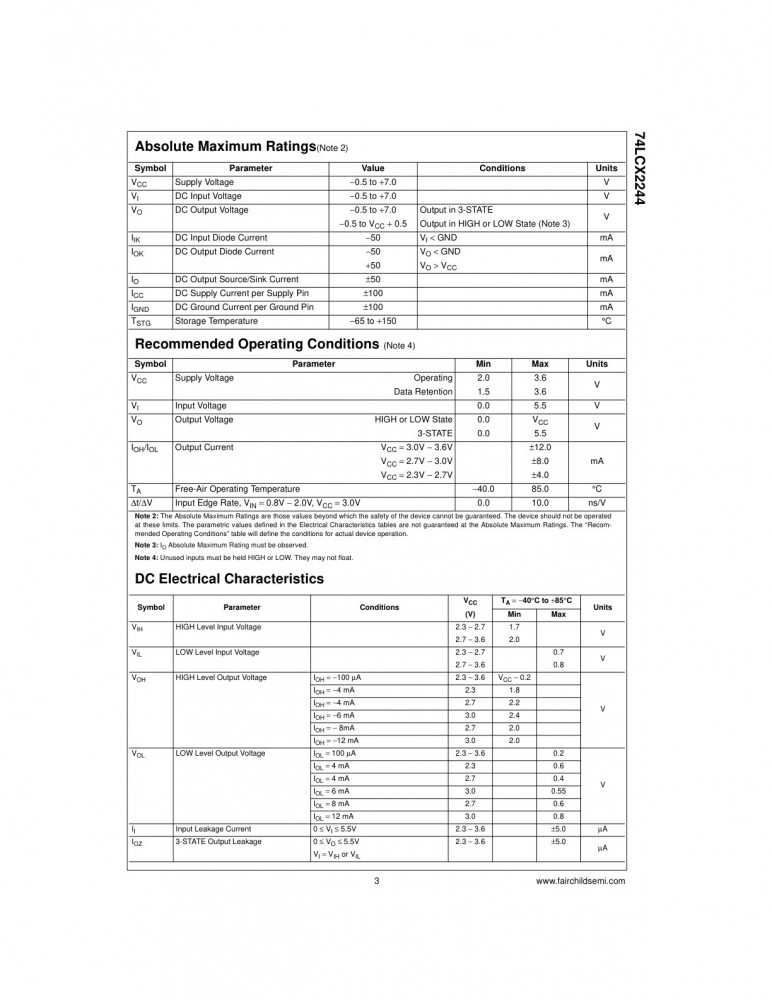 74LCX2244 datasheet page 5