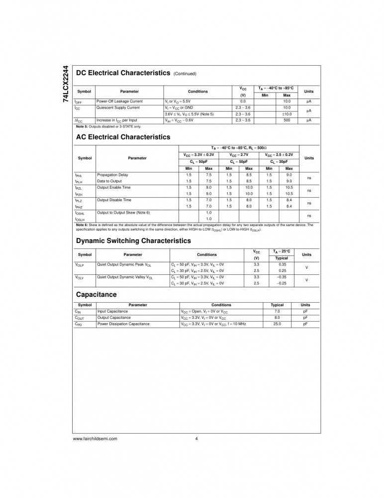 74LCX2244 datasheet page 6
