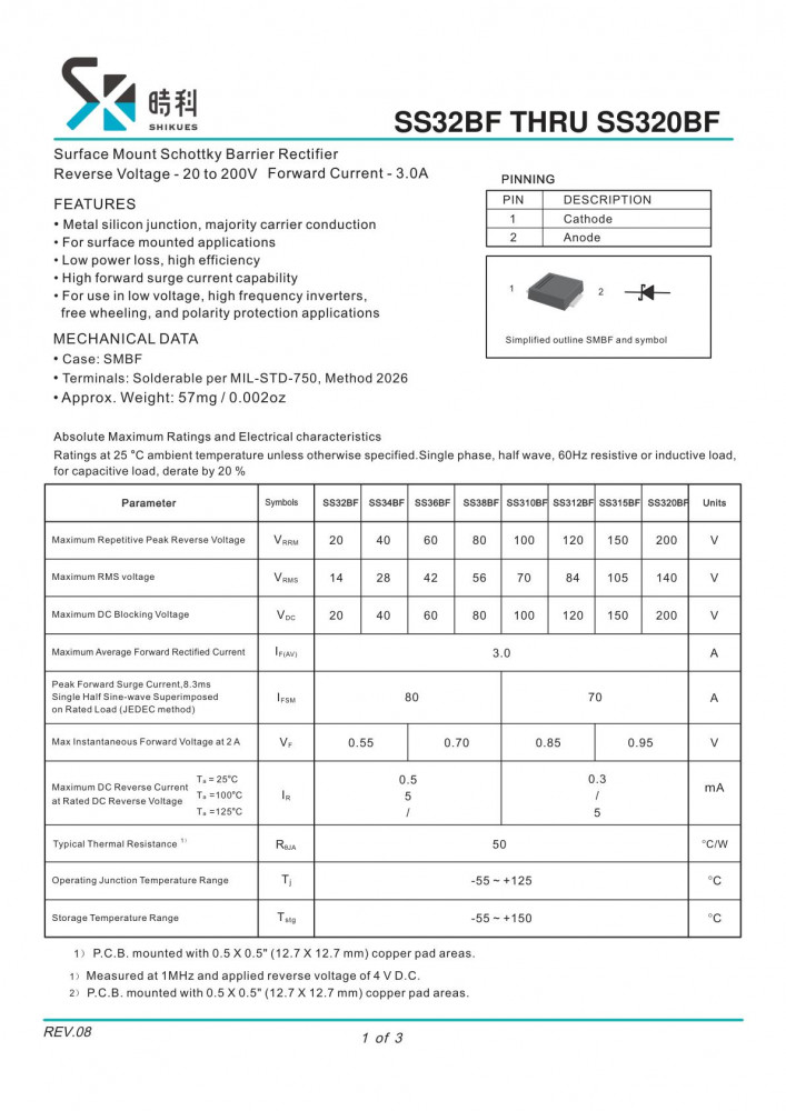 SS34BF datasheet page 1