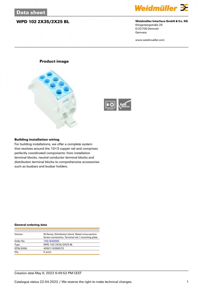 WPD 102 technical document page 1