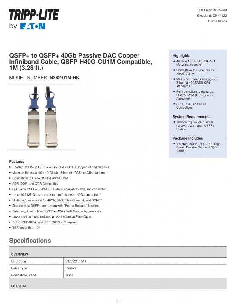 N282-01M-BK technical document page 1