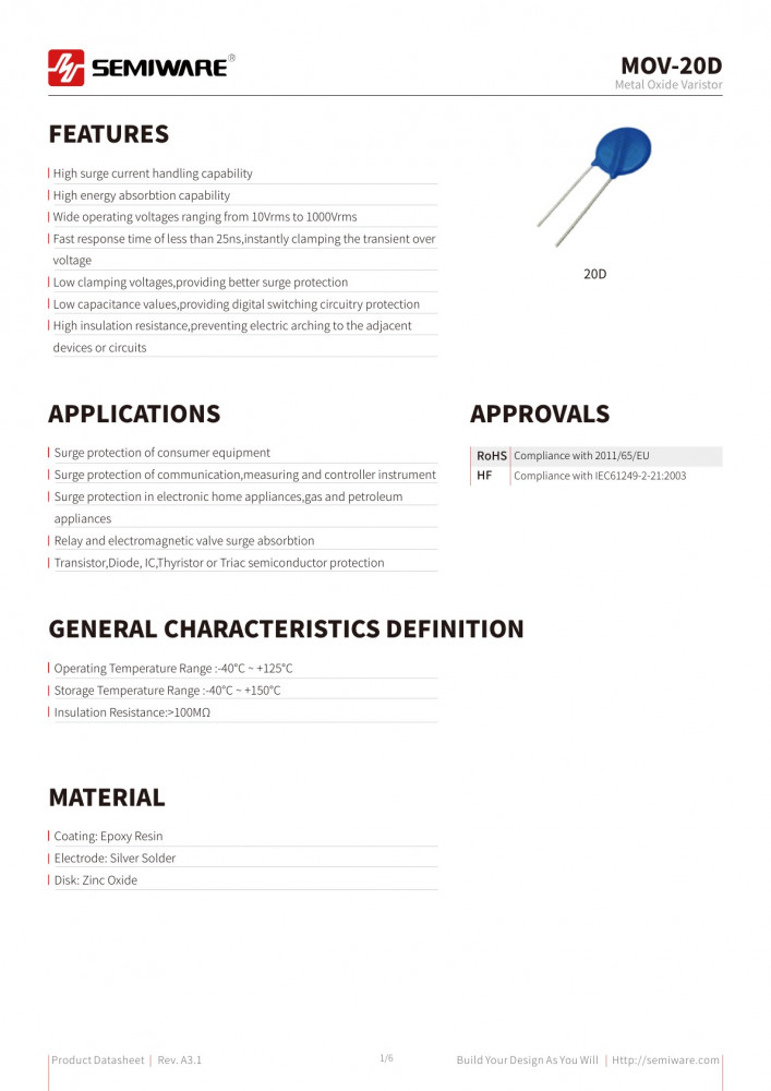 20D series datasheet page 1