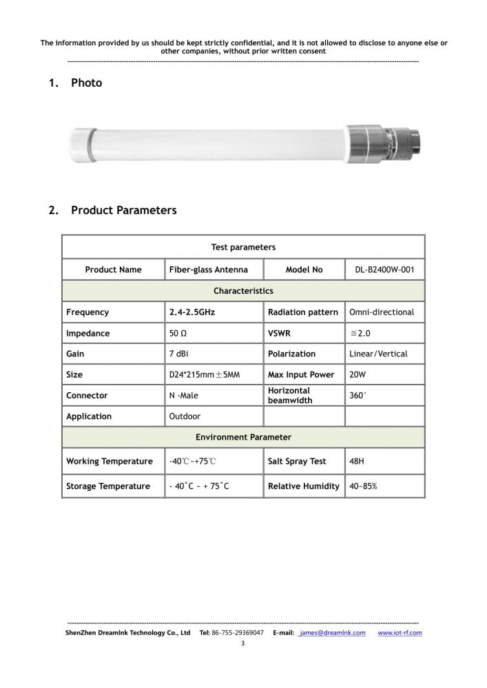 DL-B2400W-001 specification page 3