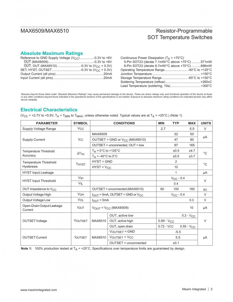 MAX6510 datasheet page 2