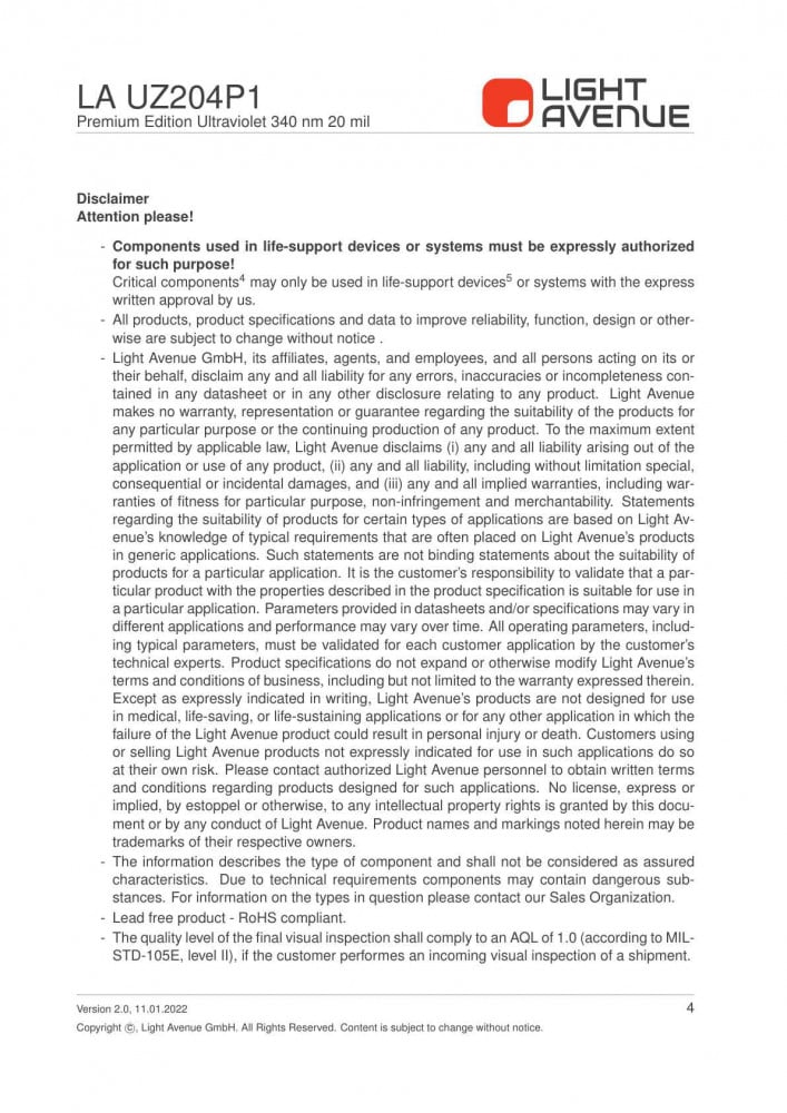 LA UZ204P1 datasheet page 4
