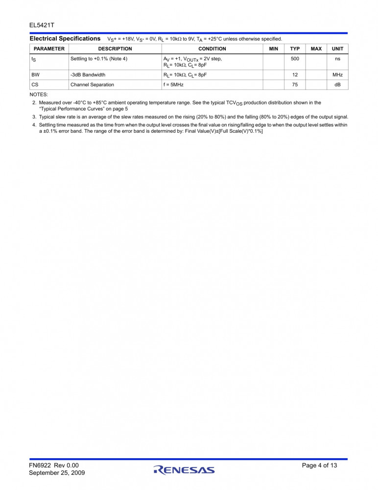 EL5421T datasheet page 4