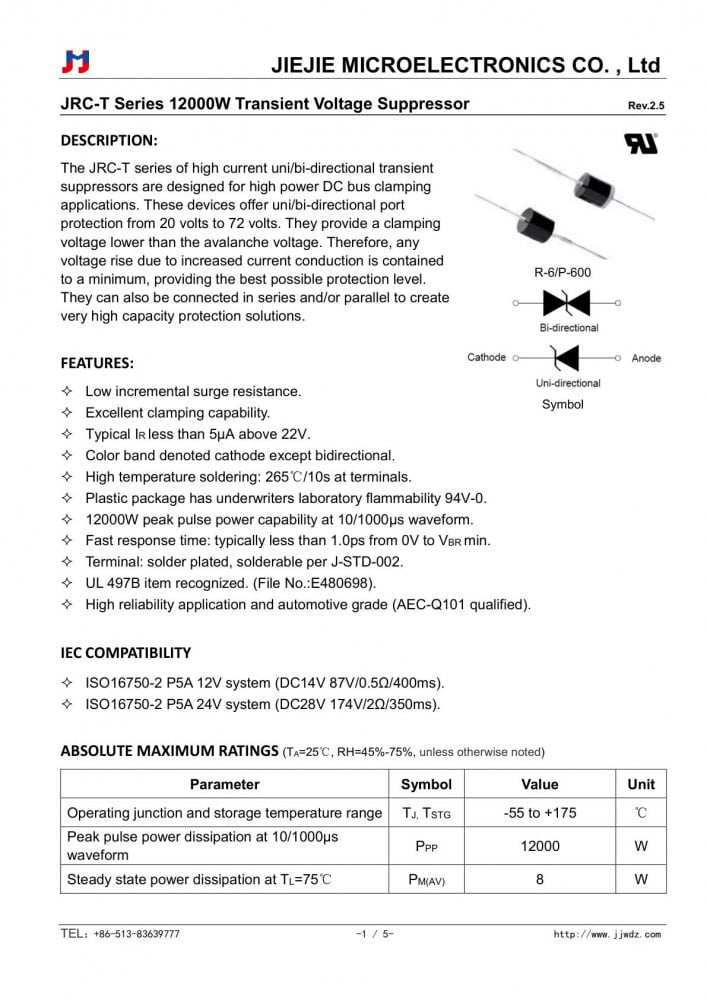 JRC-T36A datasheet page 1
