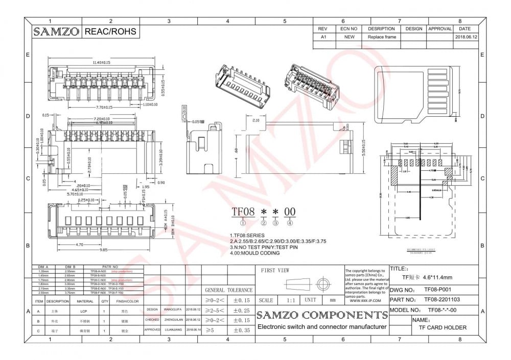 SAMZO TF08EN00 technical drawing page