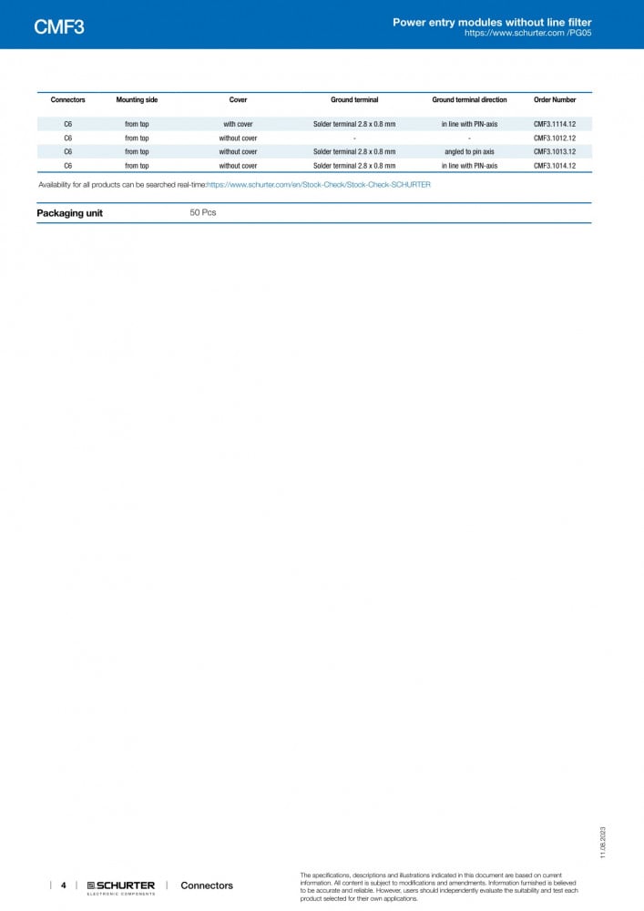 SCHURTER CMF3 technical document page 4