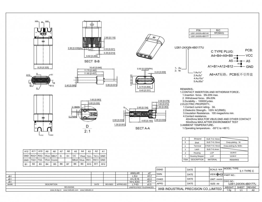 U261-2422N-4B0177U technical drawing page 1