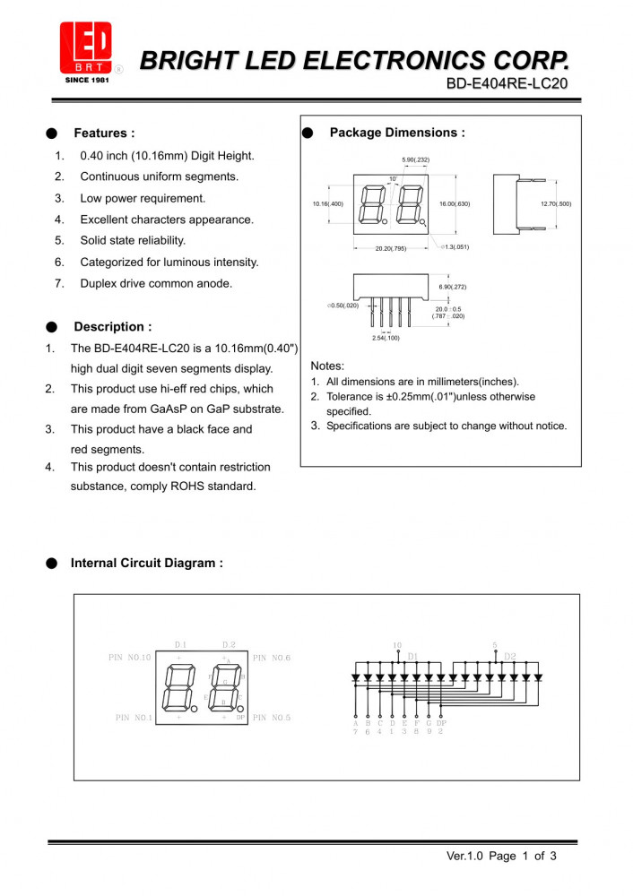 BD-E404RE-LC20 datasheet page 1