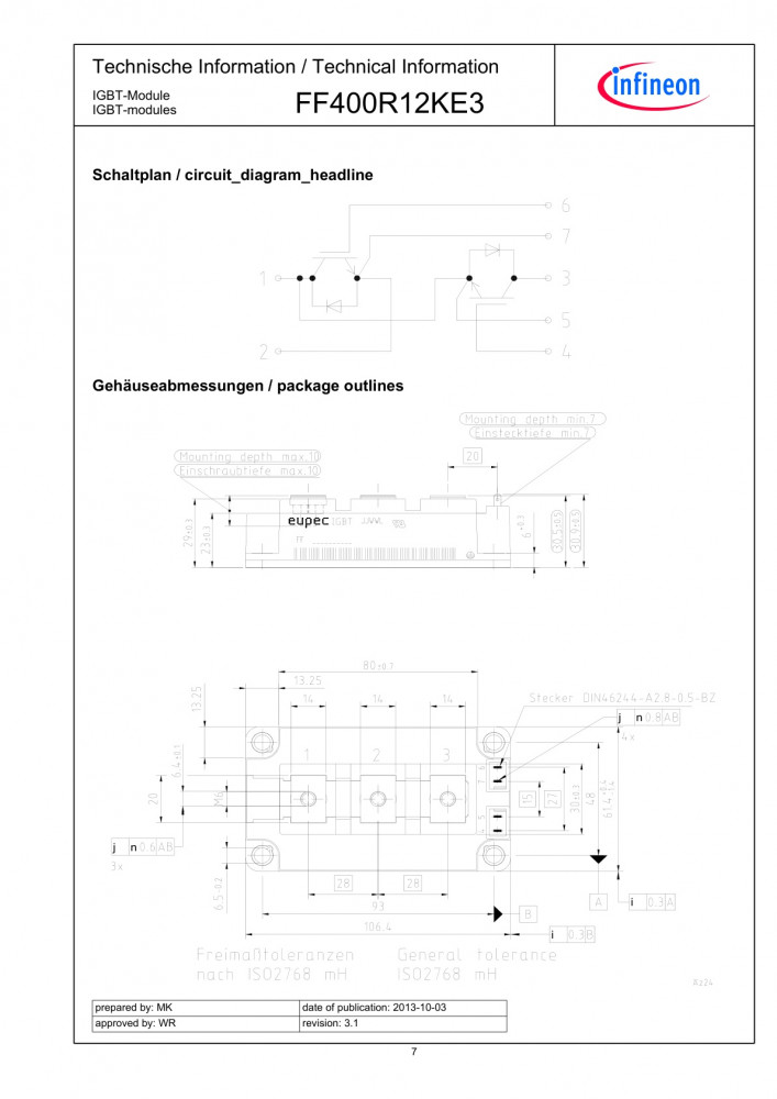 FF400R12KE3 technical document page 7