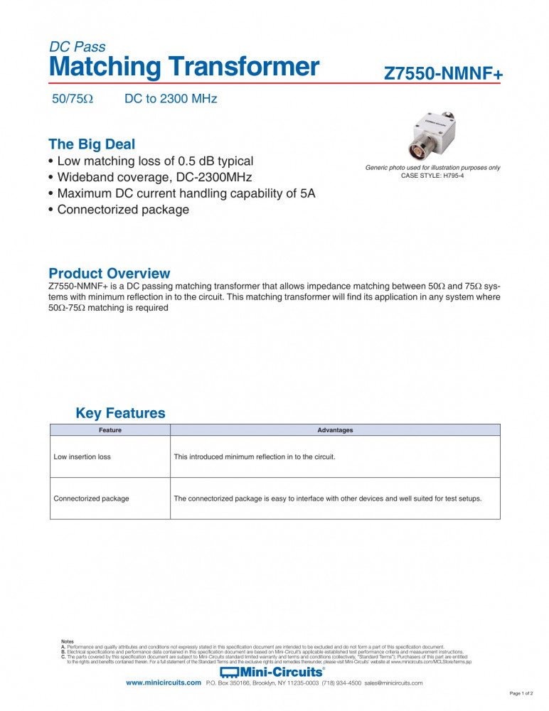 Z7550-NMNF+ technical document page 1