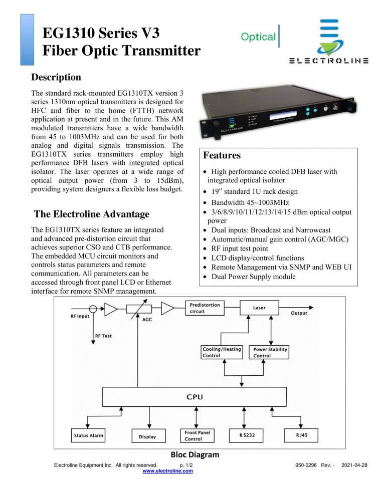 EG1310TX Version 3 technical document image, page 1