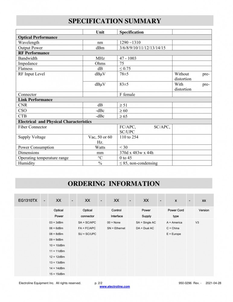 EG1310TX Version 3 technical document image, page 2