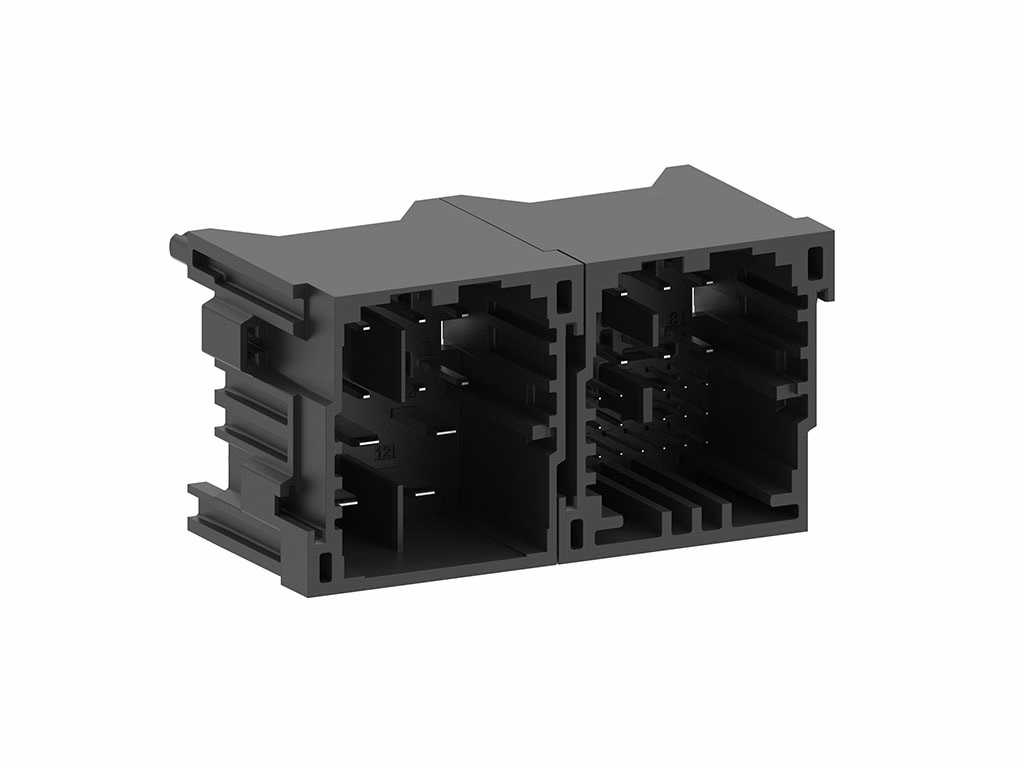 stAK50h 2 Bay Vertical Hybrid Header, 50 Circuits, Bay 1: 25 Circuits/Key 3/Black; Bay 2: 25 Circuits/Key 4/Dark Gray; Tube