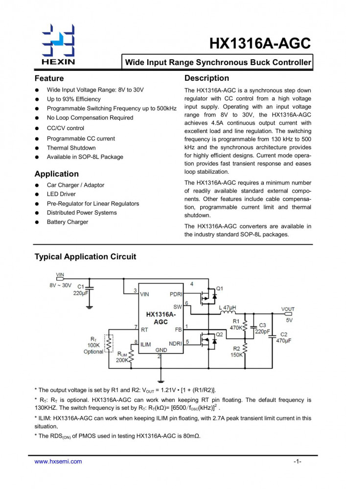 HX1316A-AGC datasheet page 1