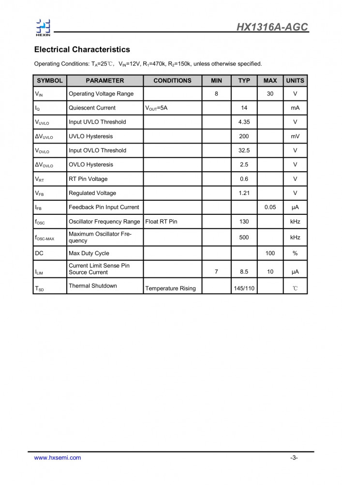 HX1316A-AGC datasheet page 3