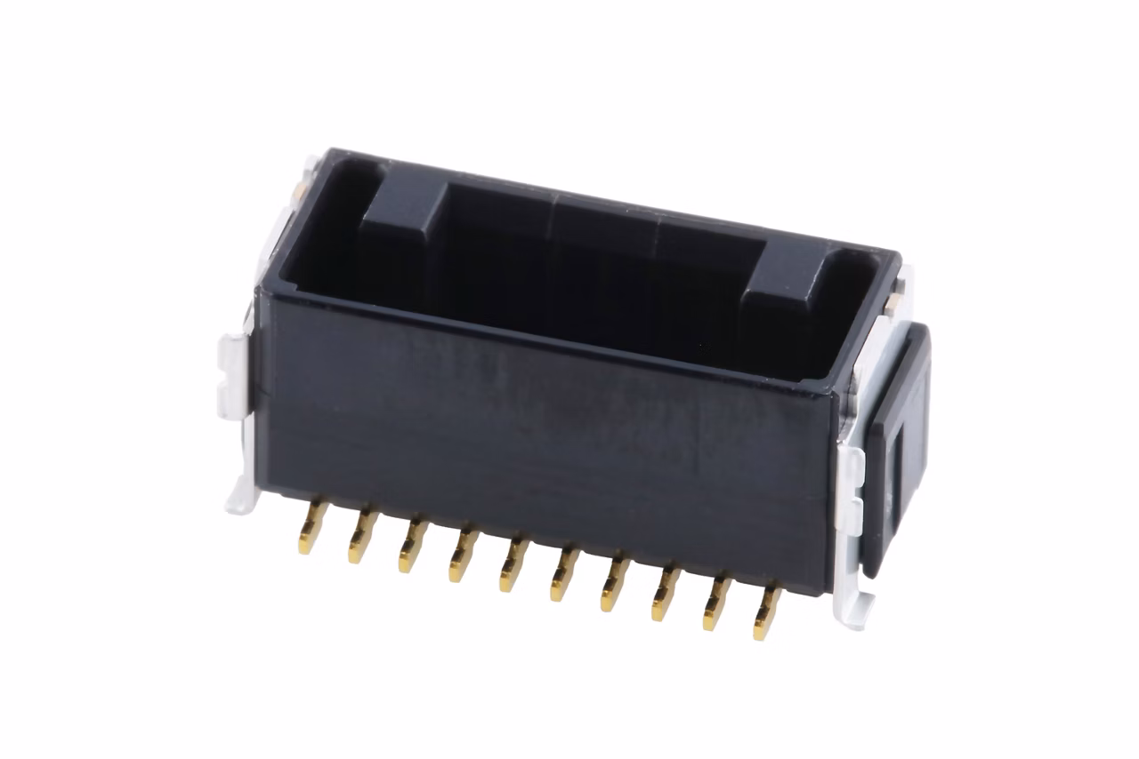 1.00mm Pitch, Rely-On PCB Header, Single Row, Right-Angle, Surface Mount, 0.38µm Gold (Au) Plating, Inner Positive Lock, 10 Circuits, Black