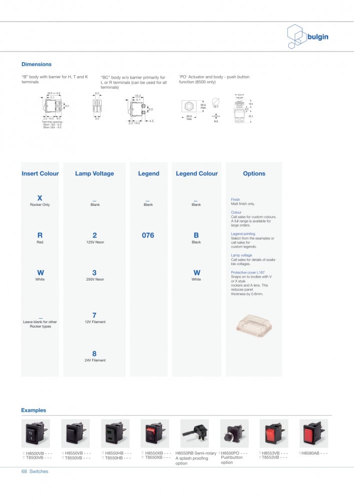 Bulgin H8500 series technical drawing page 2