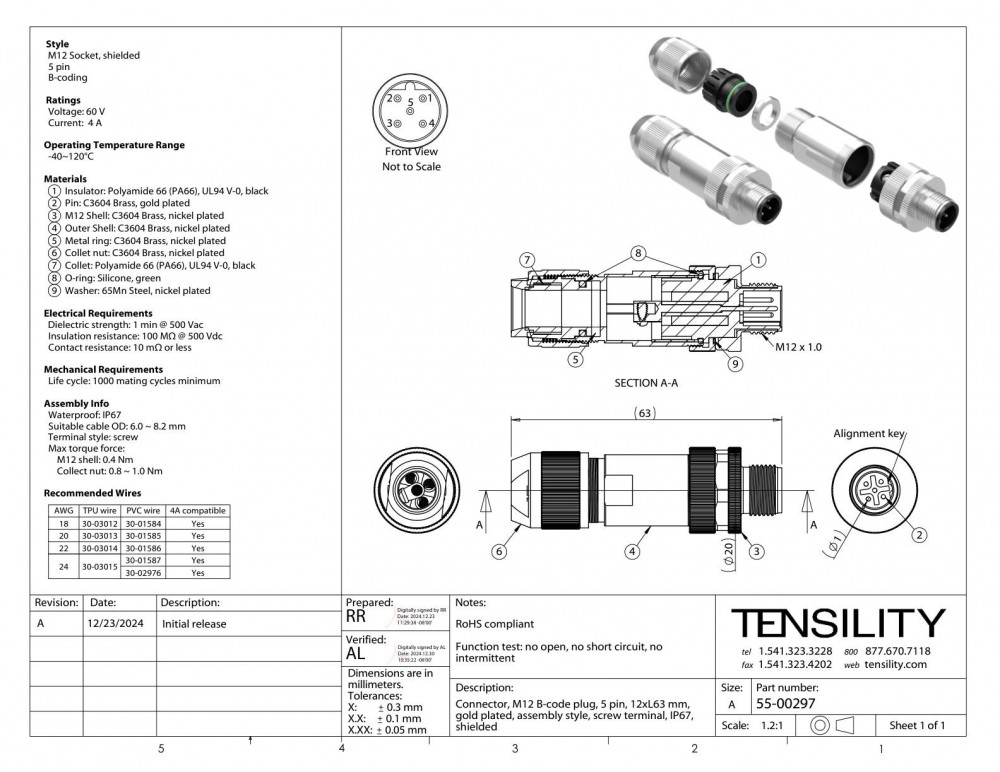 Tensility International 55-00297 product drawing page
