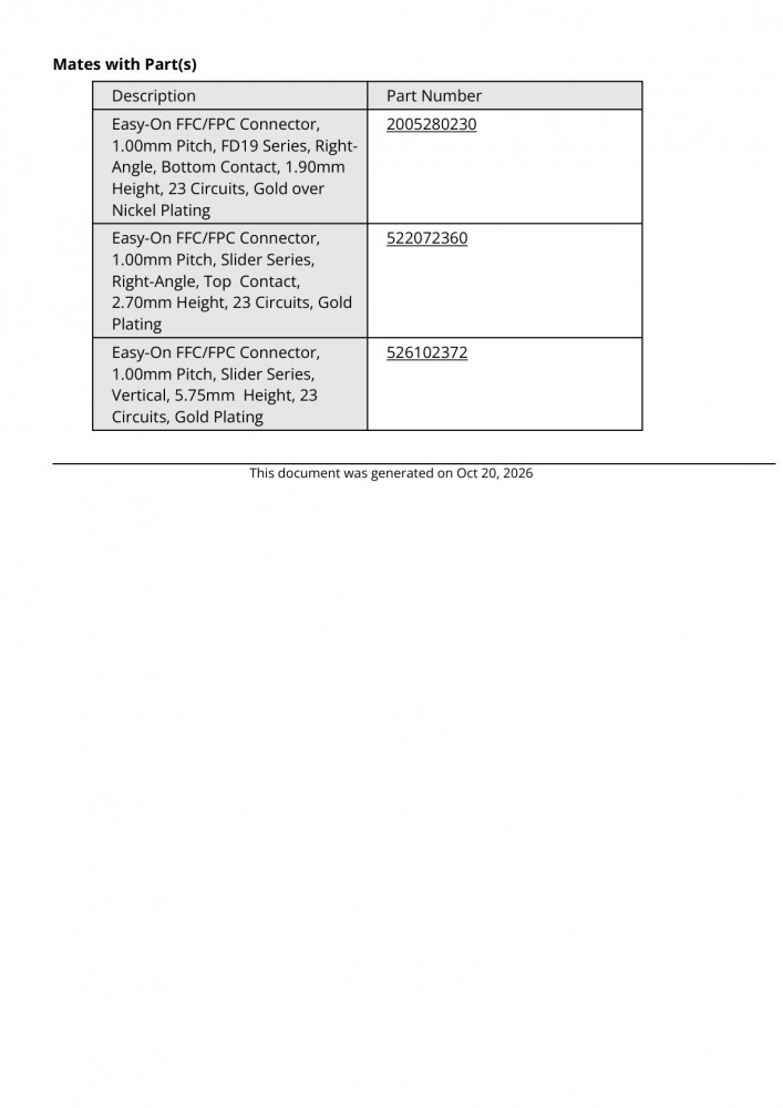 Molex 1.00 mm pitch FFC family specification, page 3