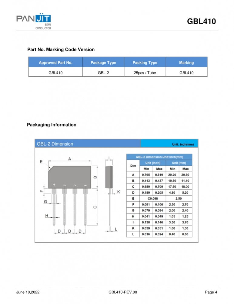 GBL410 datasheet page 4