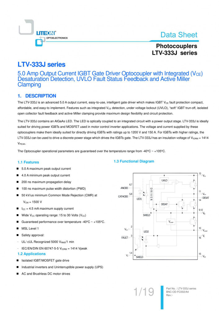 LTV-333J-TP1 datasheet page 1