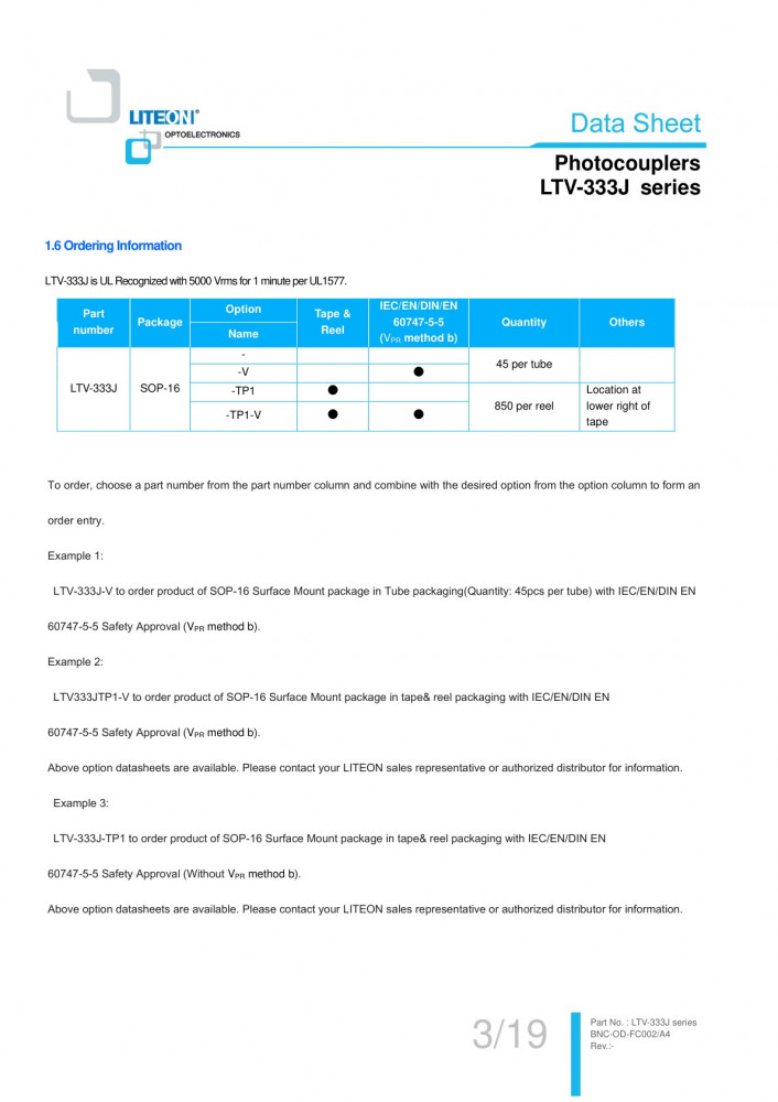 LTV-333J-TP1 datasheet page 3