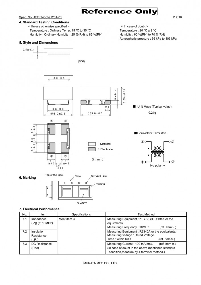 DLW5BTH101TQ2L specification page 2