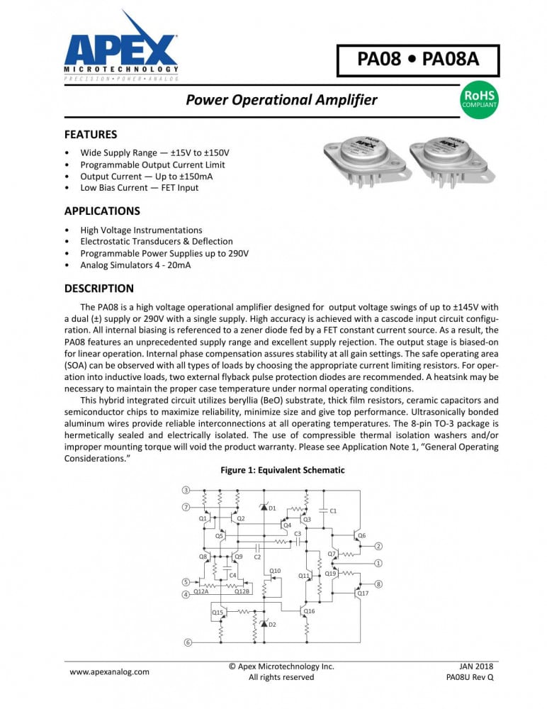 PA08M datasheet page 1