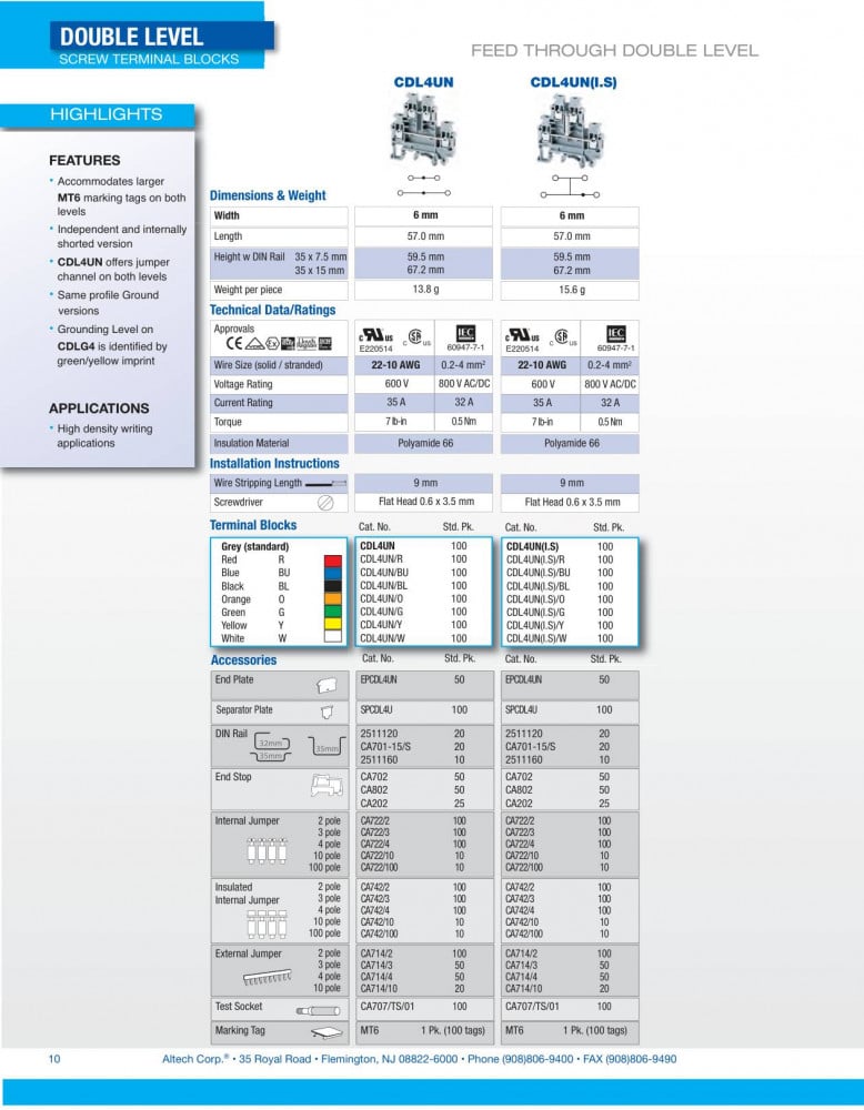 Altech EPCDL4U datasheet page 1