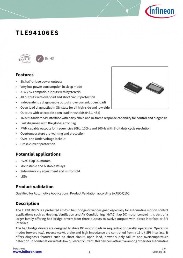 TLE94106ES datasheet page 1