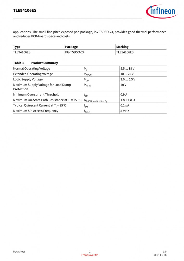 TLE94106ES datasheet page 2
