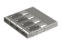 QSFP-DD Cage Assembly, 1-by-4, Open Top, Spring Fingers, No Rear Legs, with Press-Fit Pins, Robust for sale