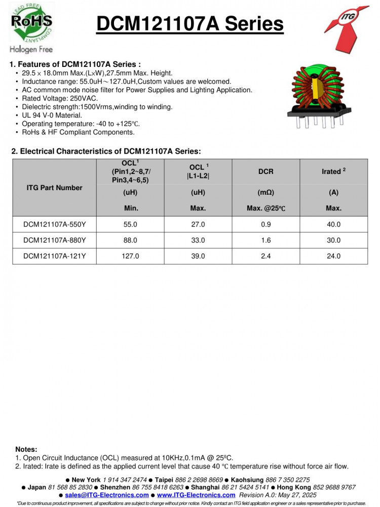 DCM121107A technical document page 1