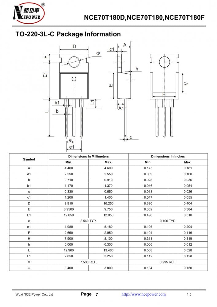 NCE70T180F datasheet page 7