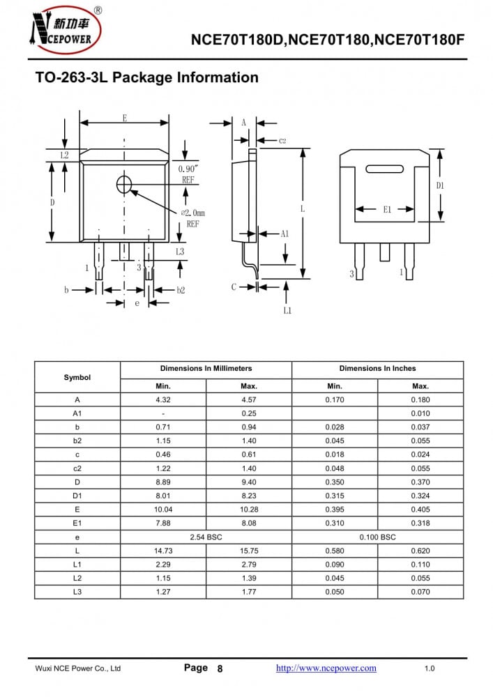 NCE70T180F datasheet page 8