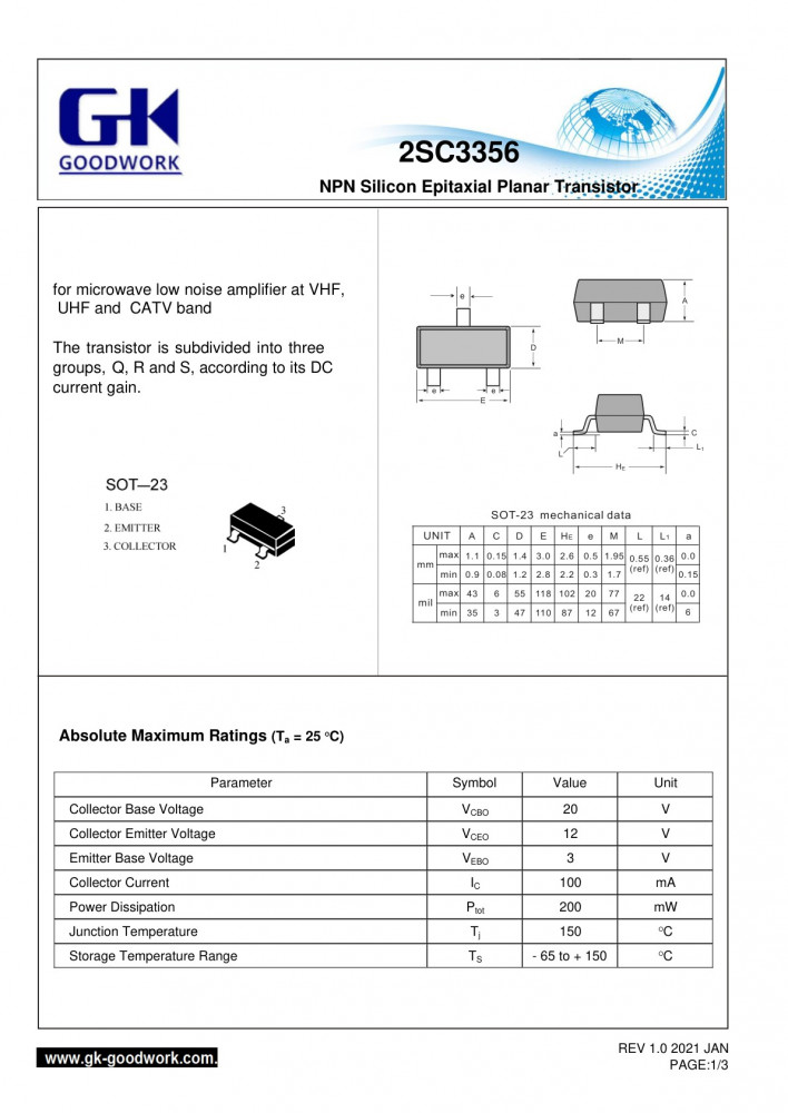 2SC3356 datasheet page 1