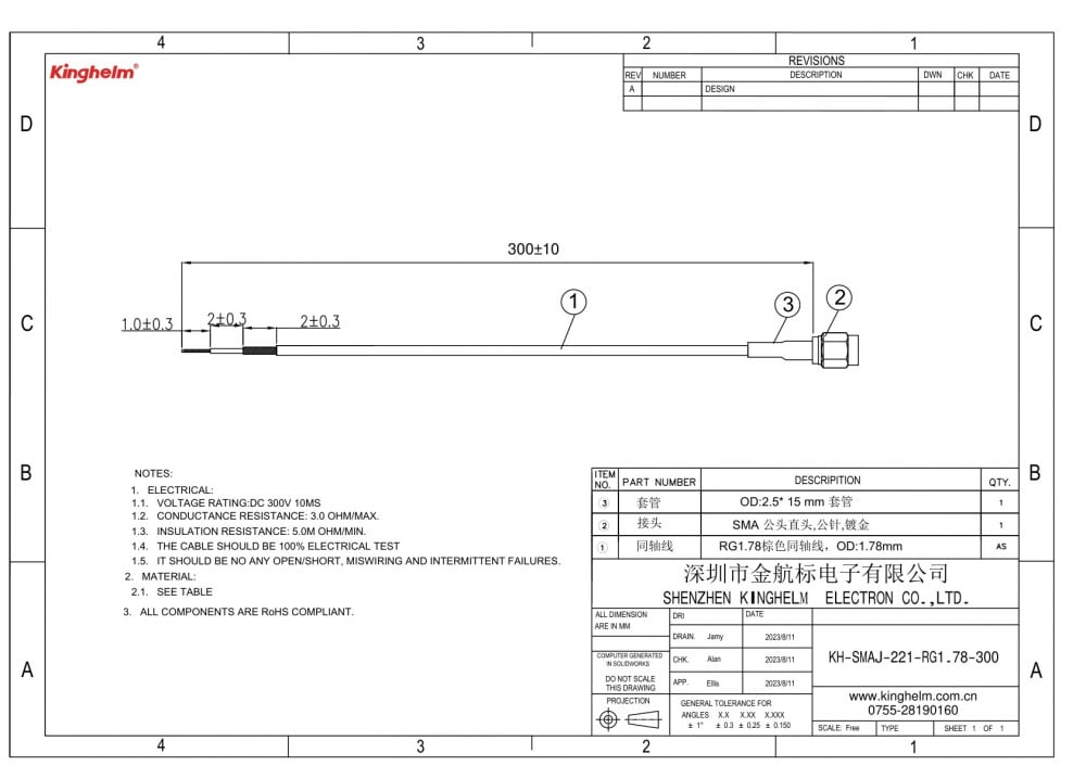 KH-SMAJ-221-RG1.78-300 technical document page