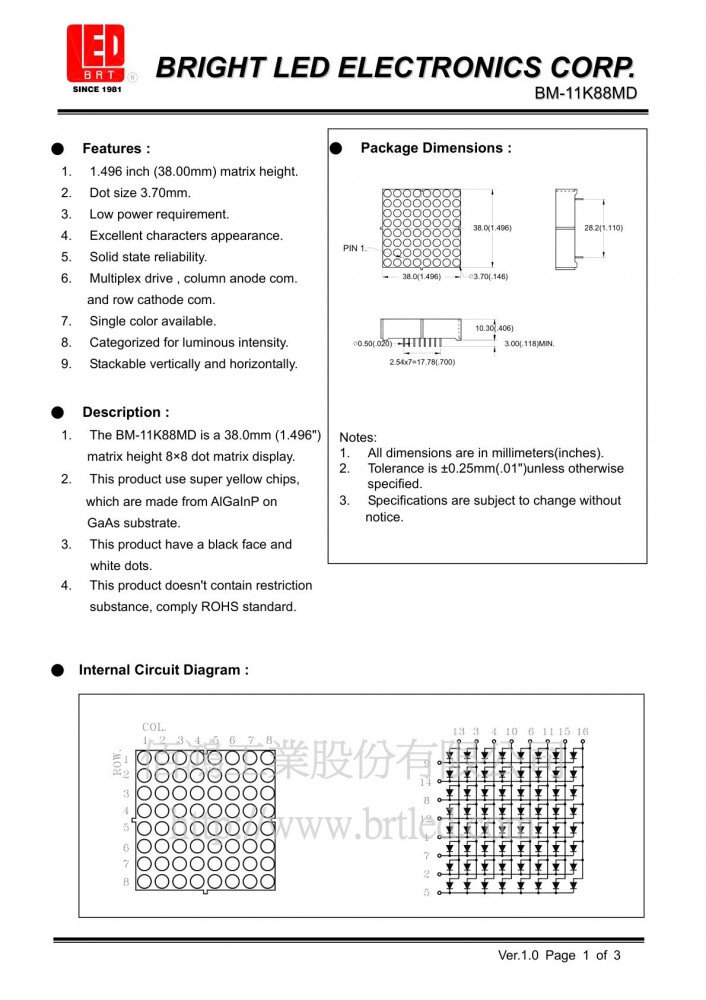 BM-11K88MD technical document, page 1