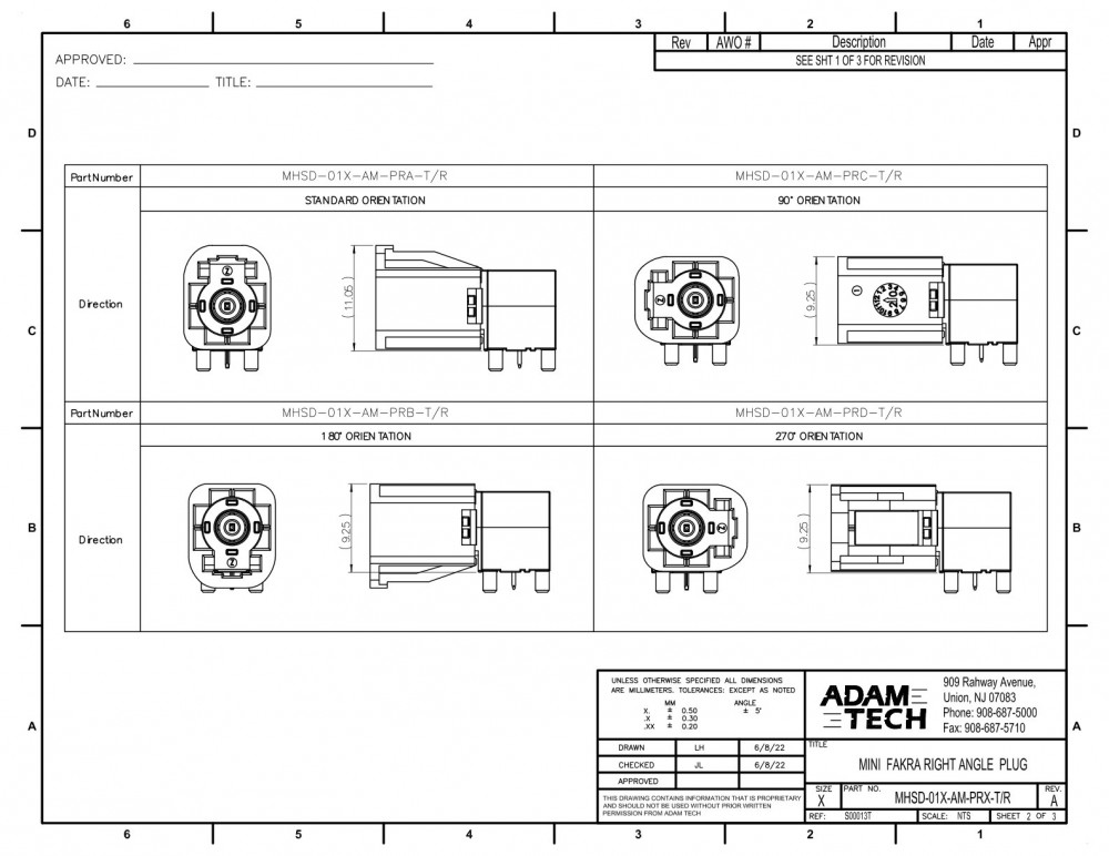 ADAM TECH Mini FAKRA right-angle plug drawing, page 2