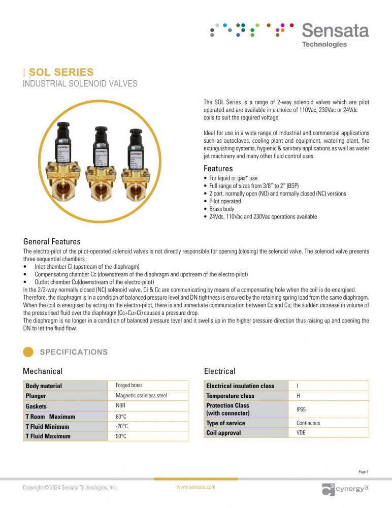 SOL Series technical document, page image 1