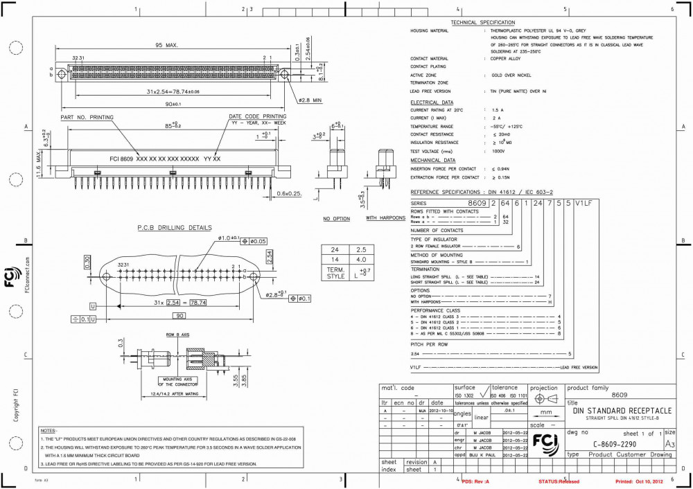 Amphenol 86092646124765V1LF customer drawing preview