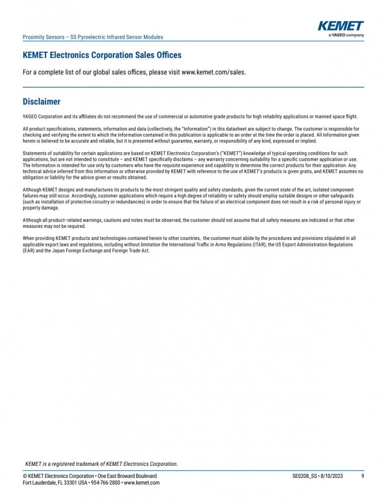 KEMET SS-430 datasheet page 9