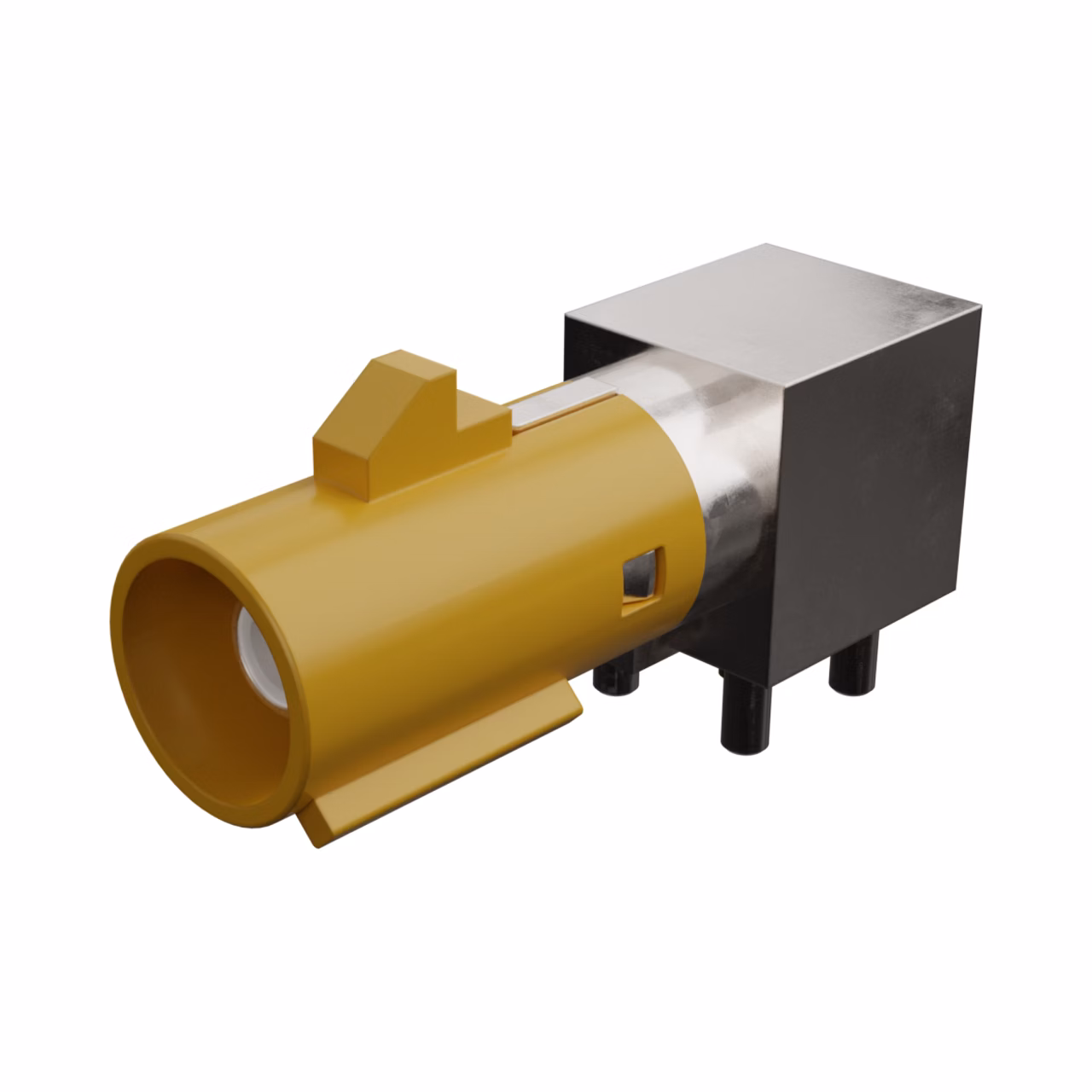 FAKRA Jack, Right-Angle, PCB Receptacle, Through Hole, Die Cast and Brass Body, Tin (Sn) Plated, Anti-tip Feature, Keying Code K/Curry Yellow, 50 Ohms for sale